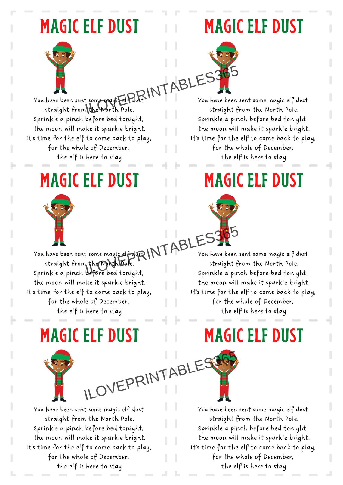 Printable Magic Elf Dust Poem Cards Poem Cards for Elf Dust | Etsy UK
