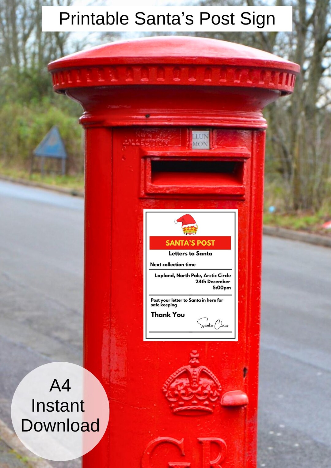Printable Santa's Post Box Sign, Santa's Mail, Christmas Post, Instant ...