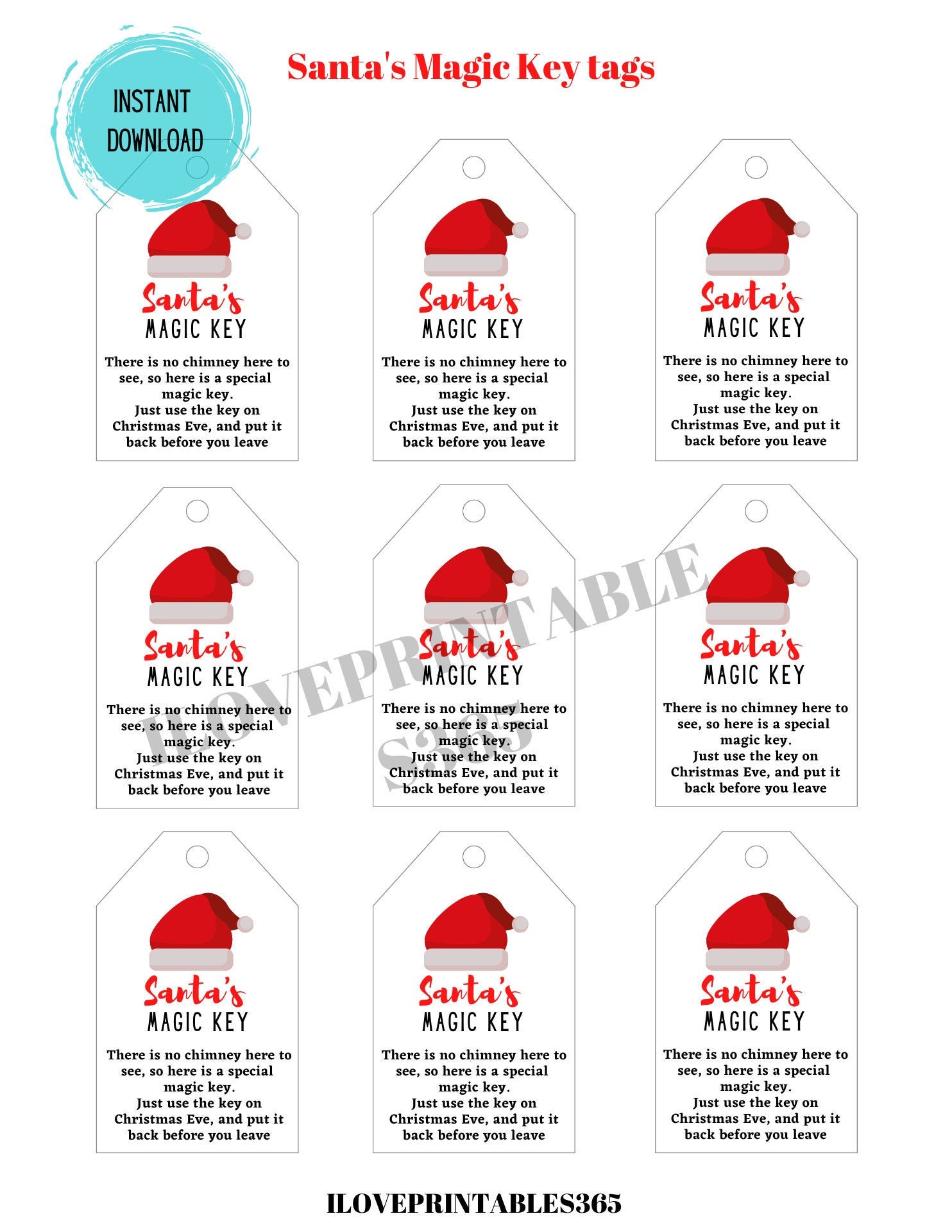 Santa's Magic Key Tags Santa Key Printable Tags - Etsy UK
