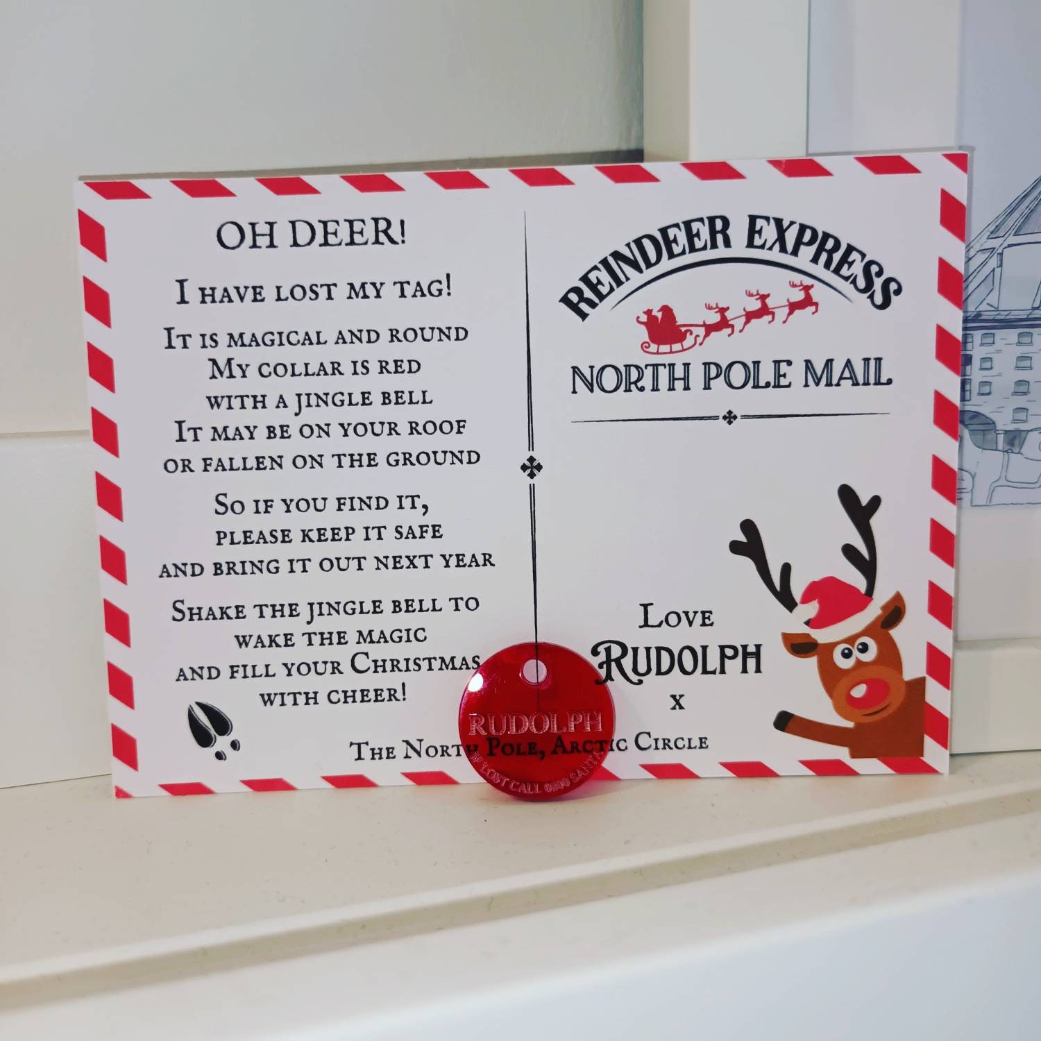Printable Rudolph's Lost Tag Poem Card, Rudolph's Lost Tag Backing Card ...