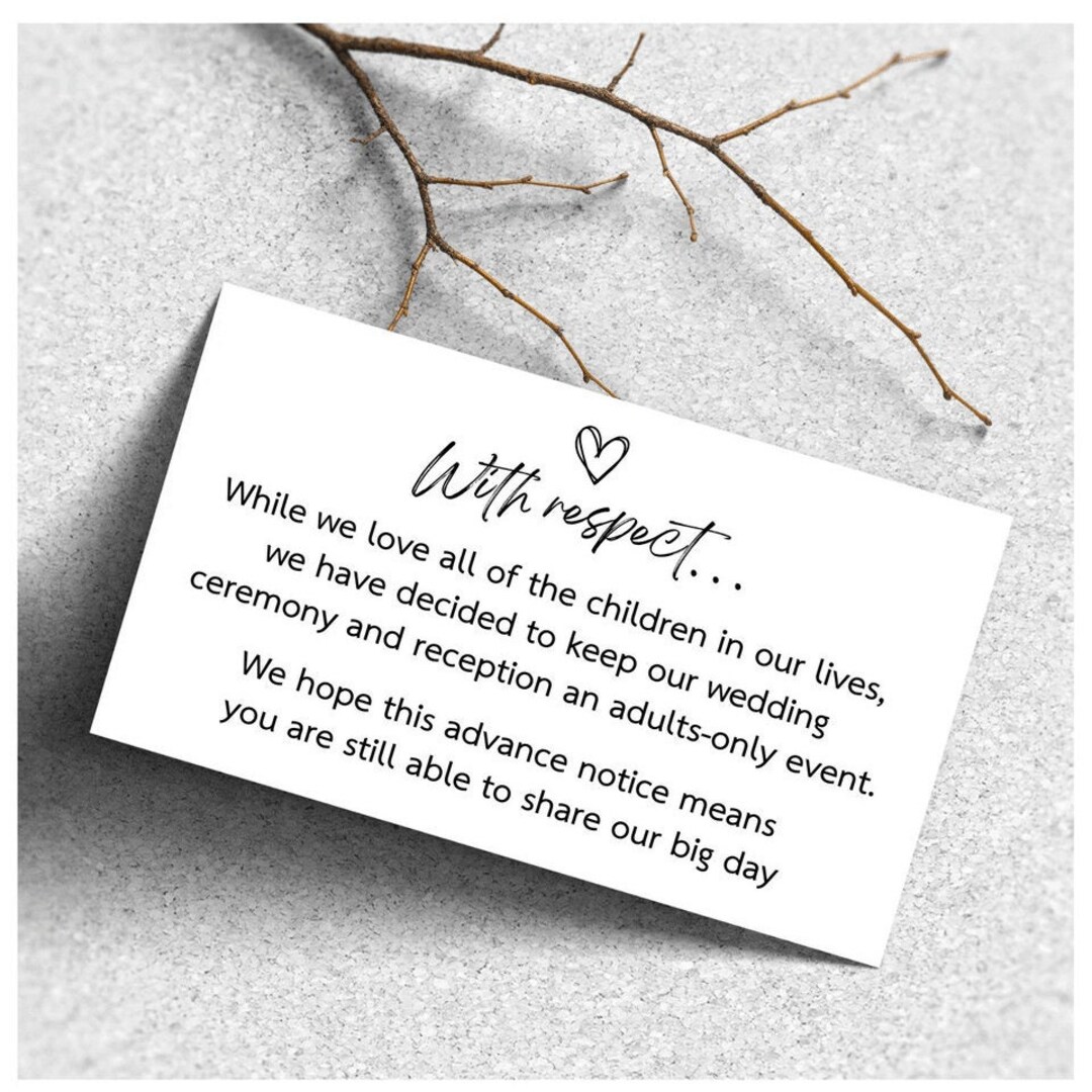 Printable Adults Only Wedding Inserts, No Children at Wedding Cards ...