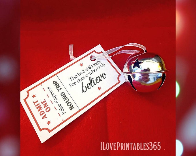 Santas' Bell Tag Merry Christmas Bell Label Tag - Etsy