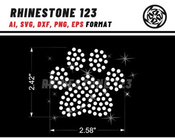 Dog Paw Rhinestone Template Digital Download, Svg, Eps, Ai, Png, Dxf - Etsy