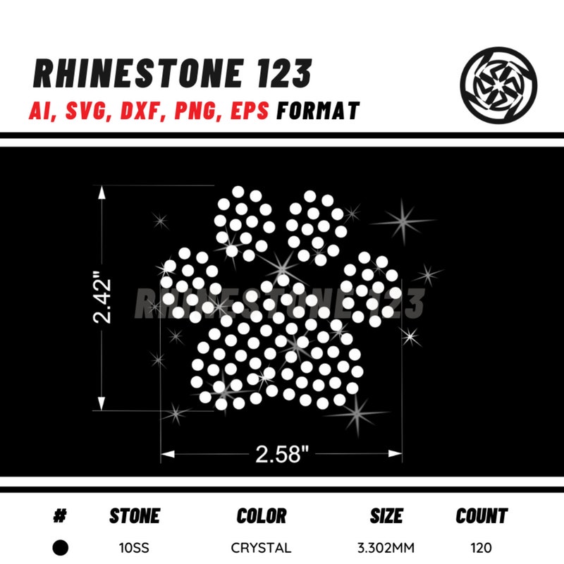 Rhinestone Paw Print - Etsy