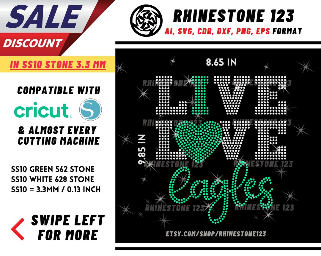 Live Love Eagles Rhinestone Template for Cricut Rhinestone Template ...