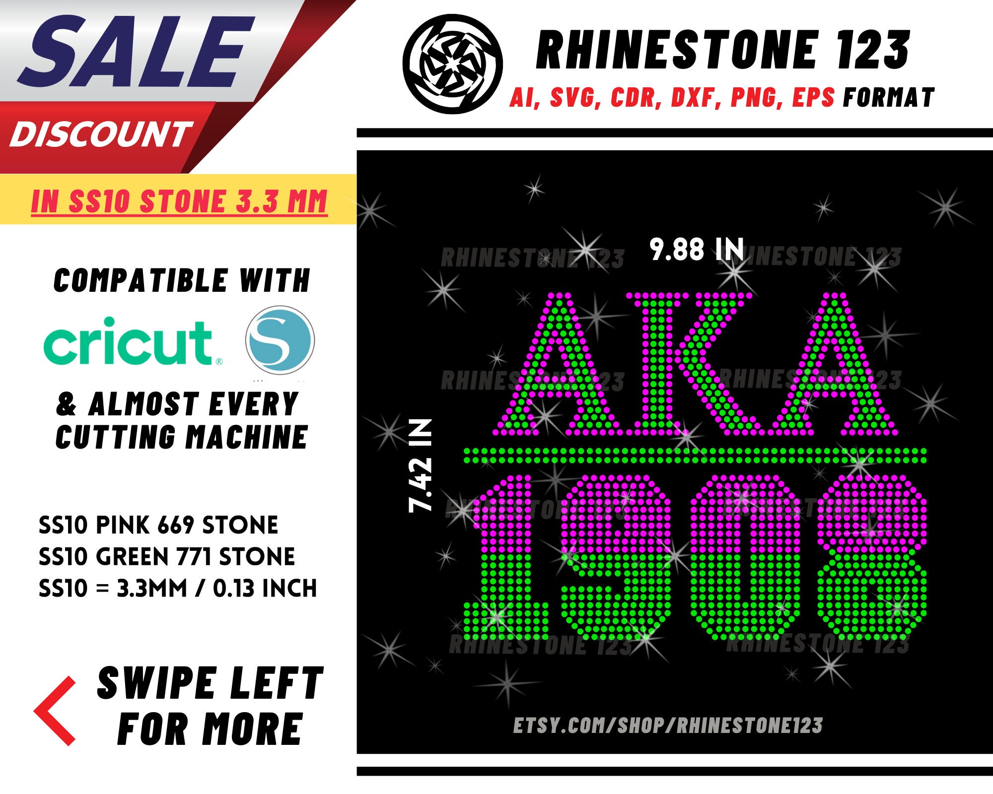 Alpha Kappa 1908 Aka Rhinestone Template, Rhinestone SVG, Cricut ...
