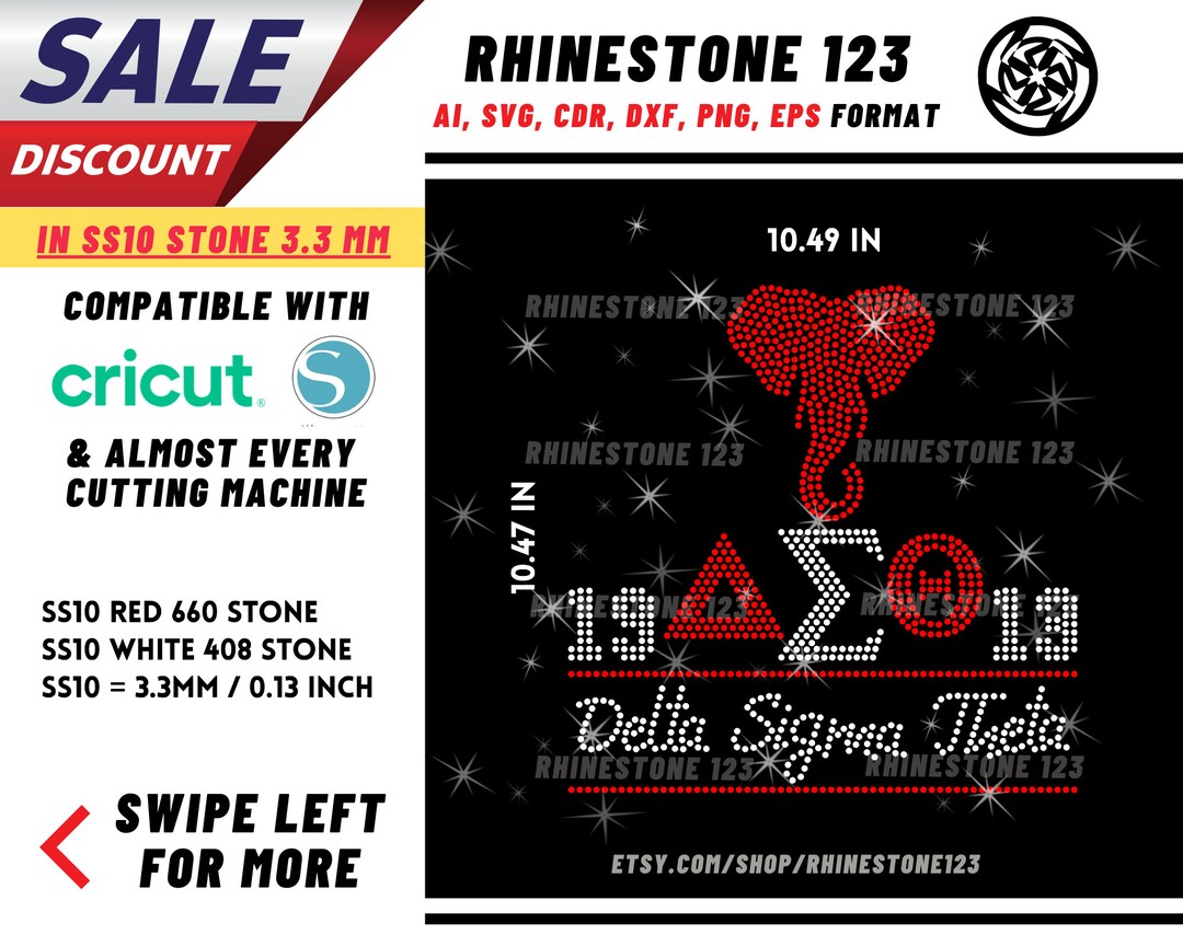 Elephant Aeo Delta Sigma Theta Rhinestone Template, Rhinestone SVG ...
