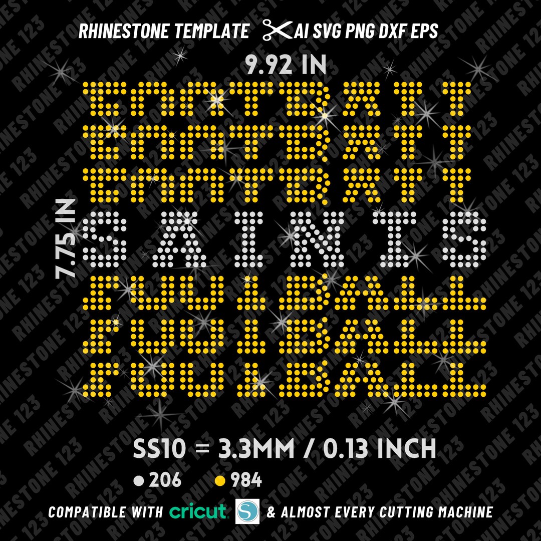 Stacked SAINTS Football Rhinestone Template Cricut SS10 Svg, Eps, Png ...
