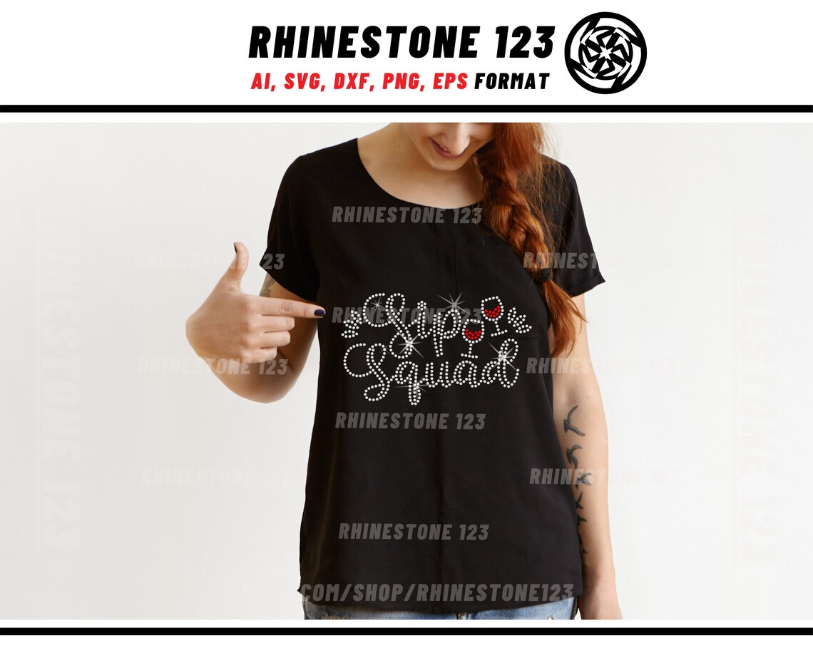 Sip Squad Rhinestone Template for Cricut Rhinestone Template - Etsy