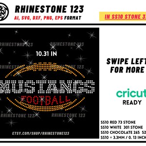 MUSTANGS Football Rhinestone Template for Cricut Rhinestone Template ...