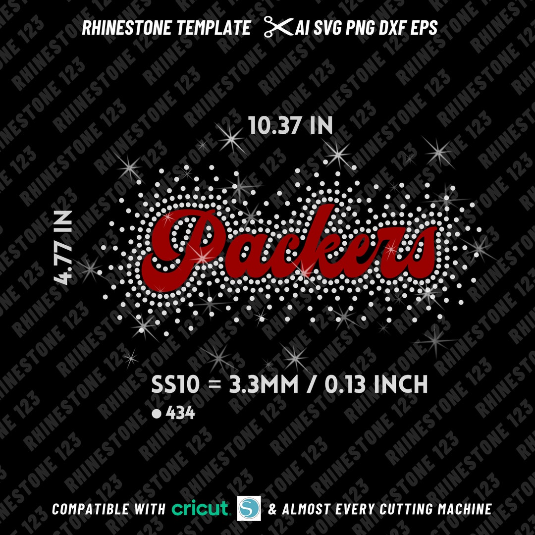 Scattered PACKERS SS10 Football Team Rhinestone Template for Cricut ...