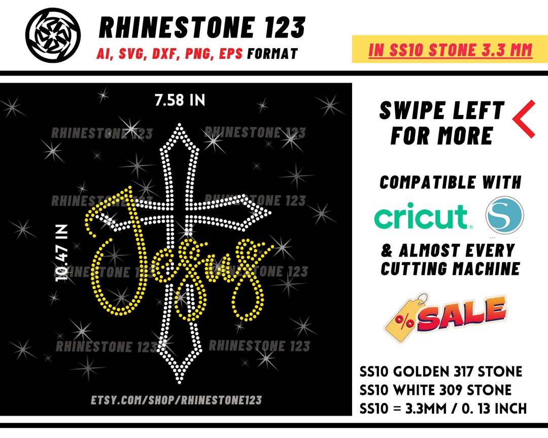 Jesus Christ Cross Rhinestone Template for Cricut Rhinestone Template ...