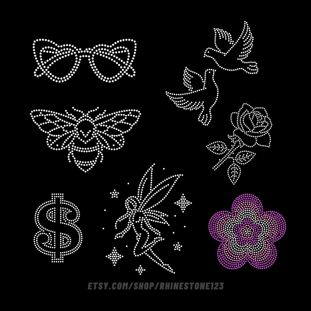 7 in 1 Small Design Bundle Rhinestone Template for Cricut Template for ...