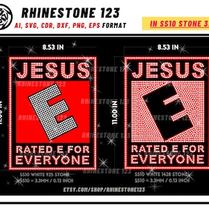 Jesus Rated E for Everyone Rhinestone Template Cutting File SS10 ...