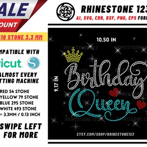 Birthday Queen Crown Rhinestone Template, Cricut, Silhouette ...