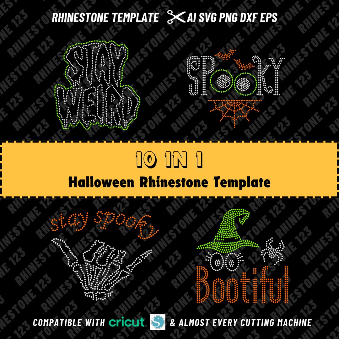 Halloween Rhinestone Template 10 Pack Trick or Treat Rhinestone ...