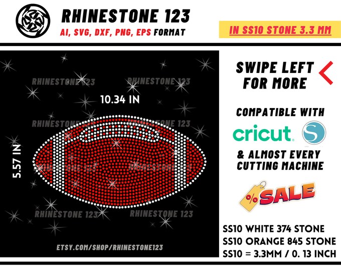 American Football Rhinestone Template for Cricut Rhinestone Template ...