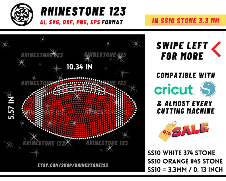 American Football Rhinestone Template for Cricut Rhinestone - Etsy