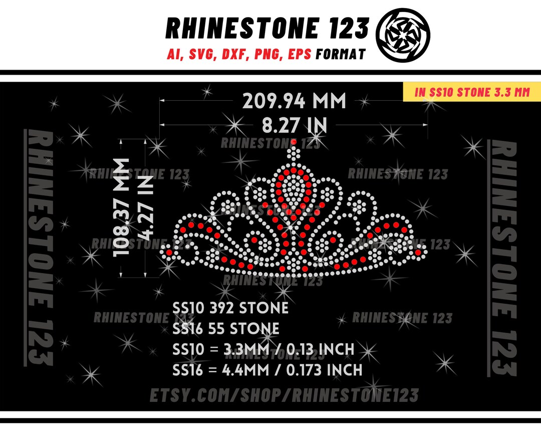 TIARA Rhinestone Template PRINCESS Crown Svg Rhinestone Template for ...