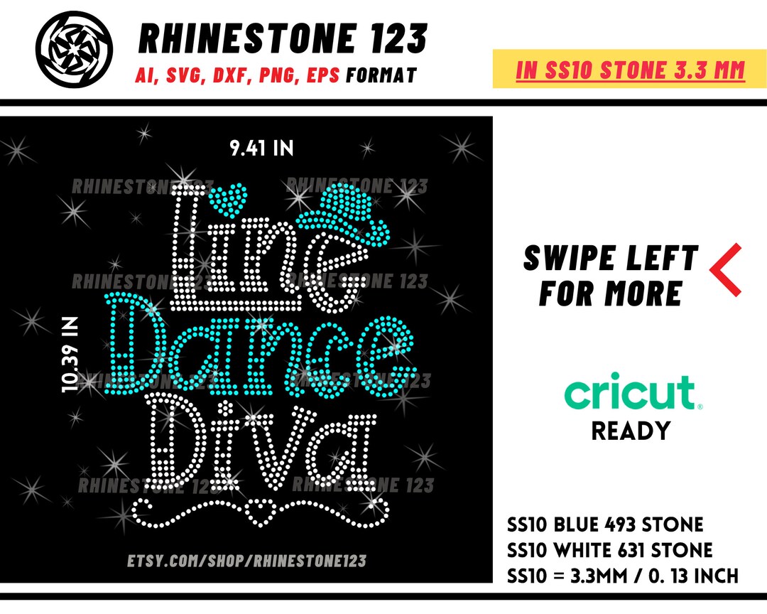 Line Dance Diva Rhinestone Template for Cricut Rhinestone Template ...