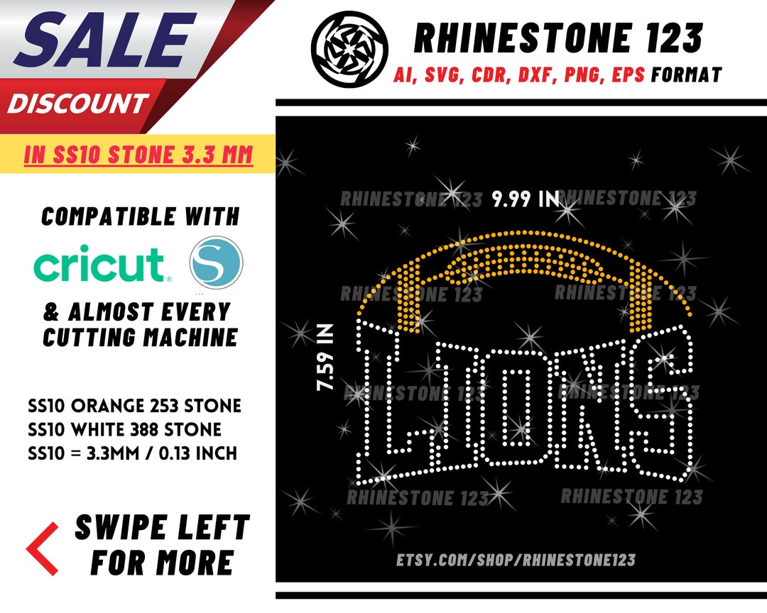 Lions Football Rhinestone Template for Cricut Rhinestone Template ...
