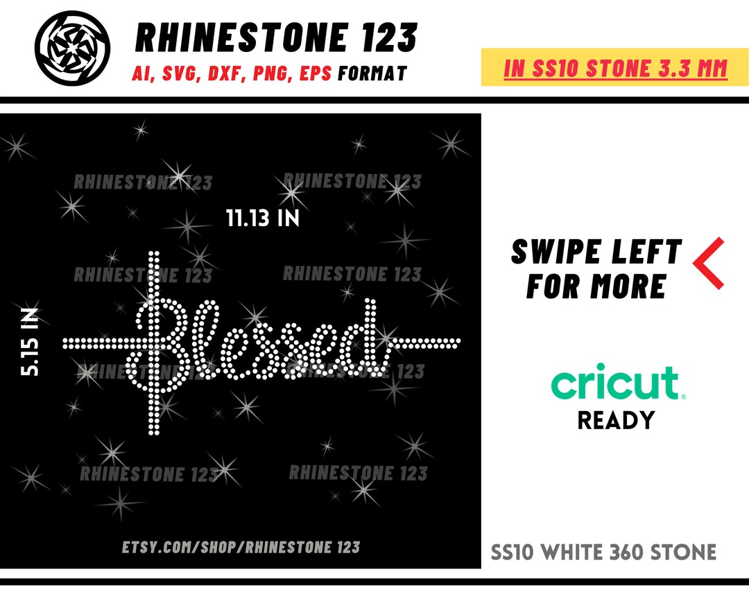 Blessed Rhinestone Template for Cricut Rhinestone Template Material ...