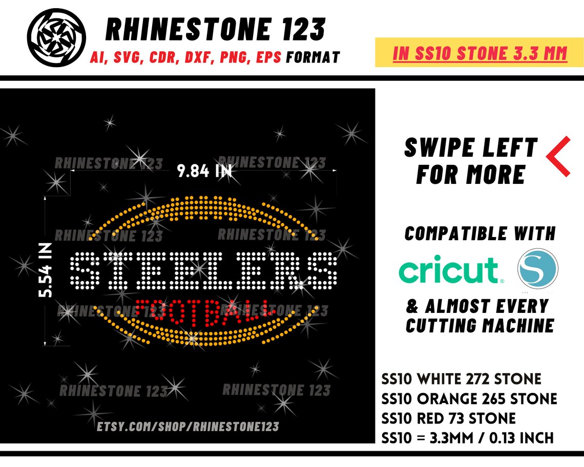 STEELERS Football Rhinestone Template for Cricut Rhinestone - Etsy