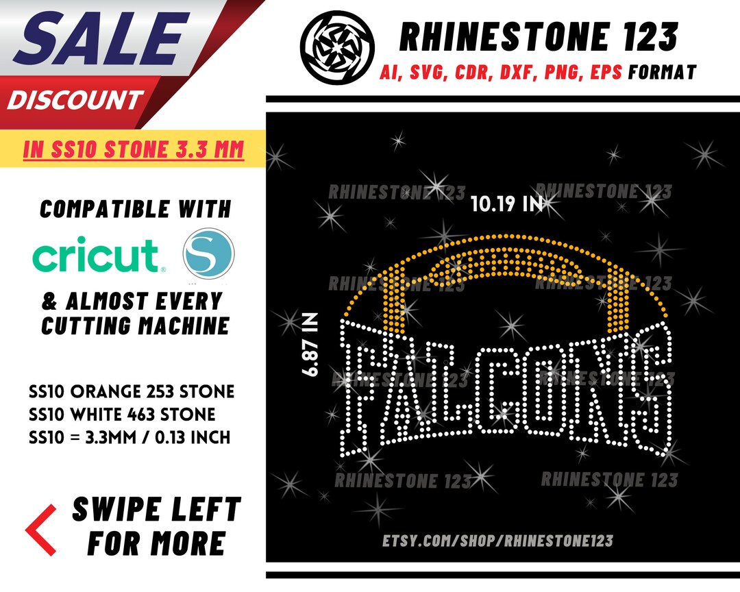 Falcons Football Rhinestone Template for Cricut Rhinestone Template ...