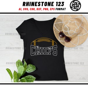 Chiefs Football Rhinestone Template, Cricut, Silhouette, Rhinestone SVG ...