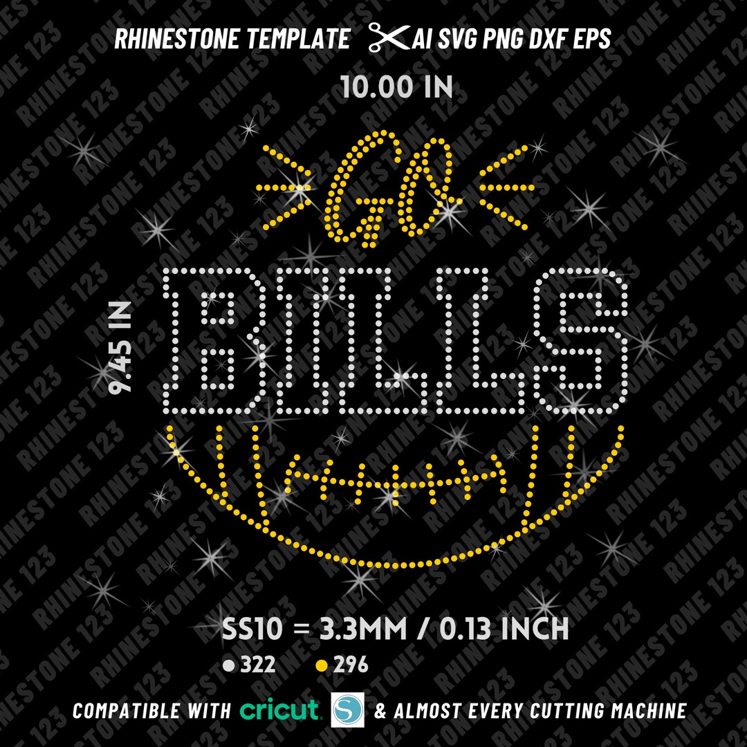 Go BILLS American Football SS10 Rhinestone Template for Cricut | Svg ...