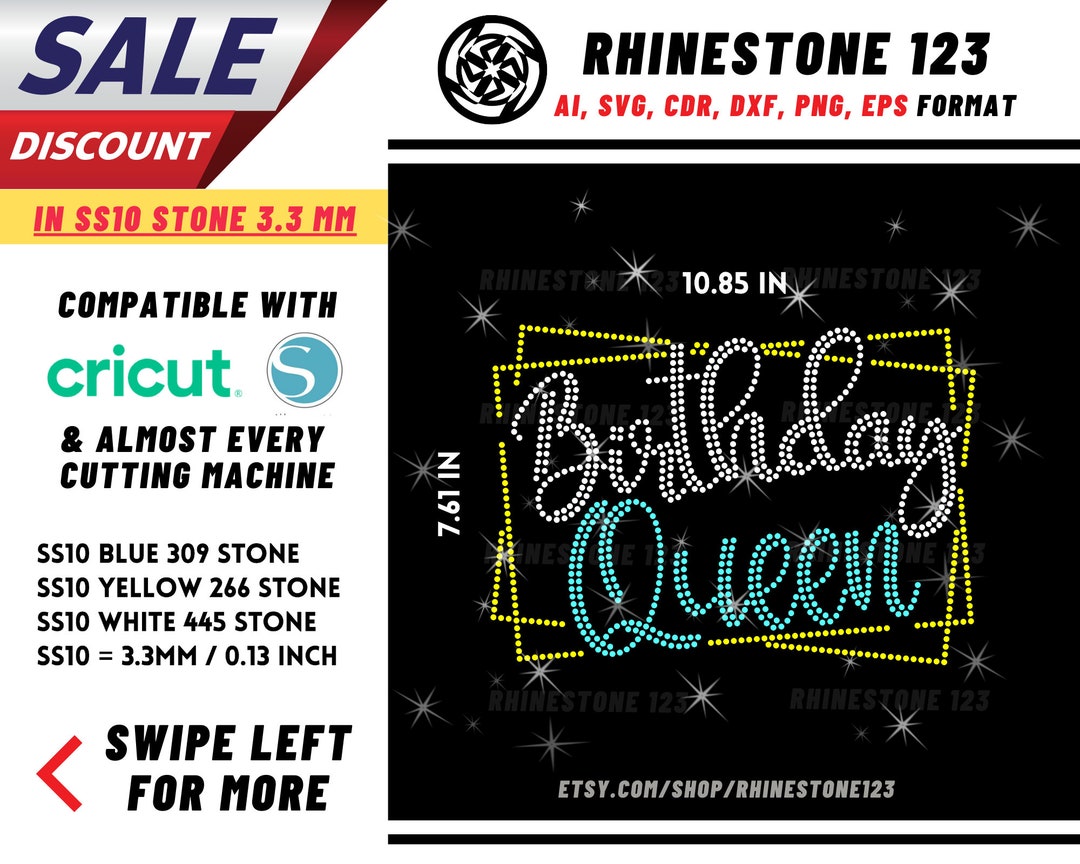 Birthday Queen Rhinestone Template, Cricut, Silhouette, Rhinestone SVG ...