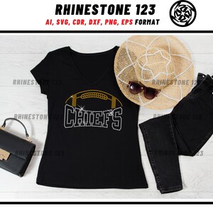 Chiefs Football Rhinestone Template, Cricut, Silhouette, Rhinestone SVG ...