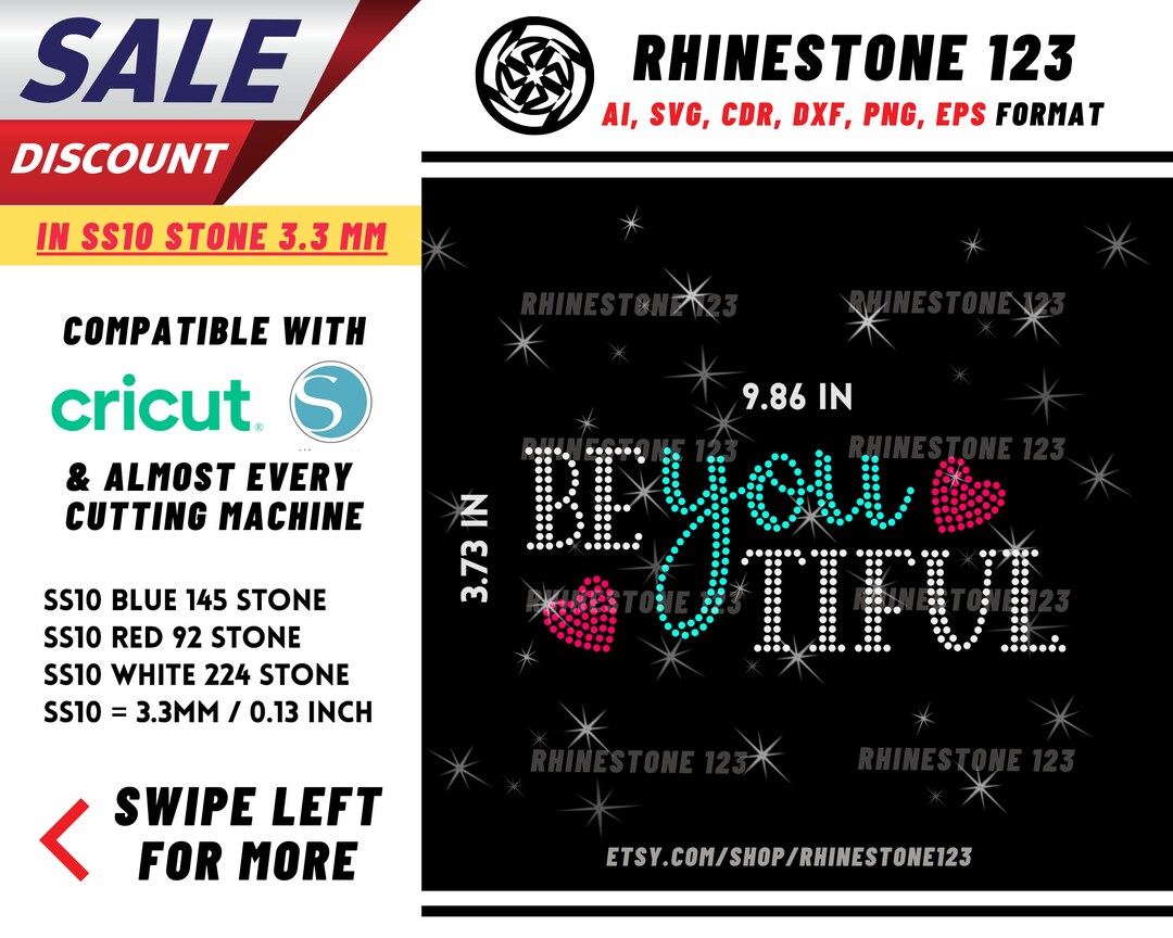Beyoutiful Beautiful Rhinestone Template for Cricut Rhinestone Template Material Rhinestone SS10 ...