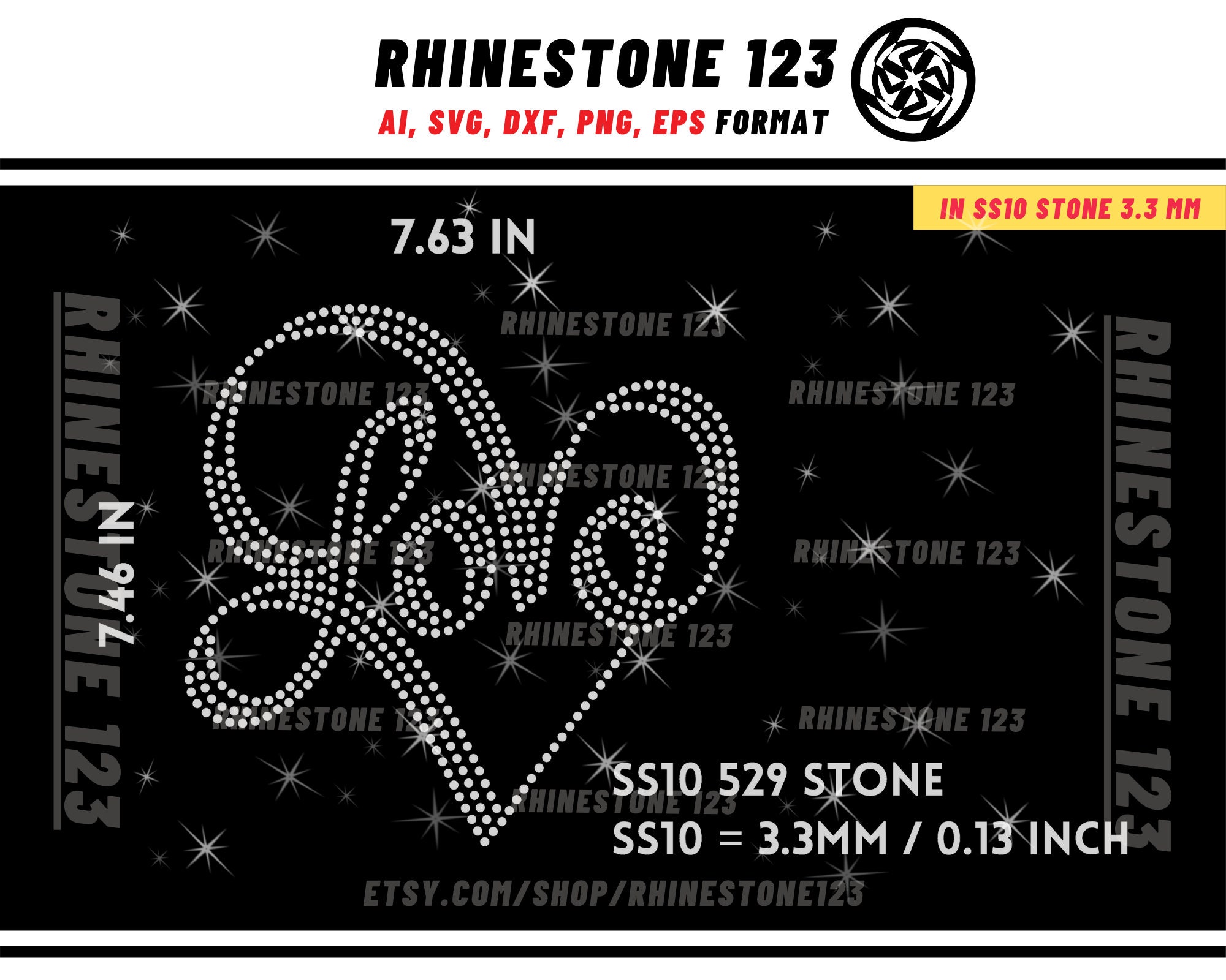 LOVE HEART Rhinestone Template for Cricut Rhinestone Template - Etsy