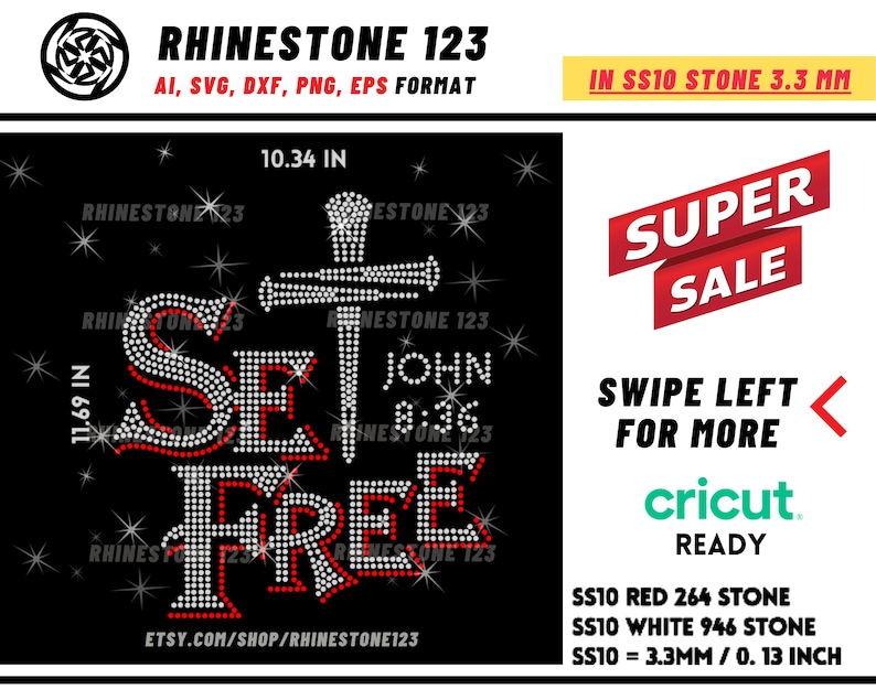 Set Free Rhinestone Template for Cricut Rhinestone Template - Etsy