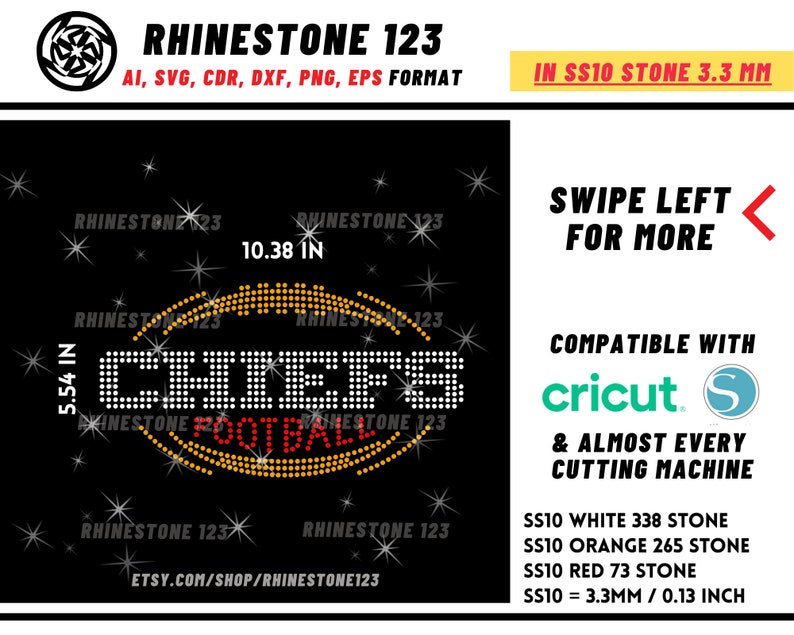 CHIEFS Football Rhinestone Template for Cricut Rhinestone - Etsy