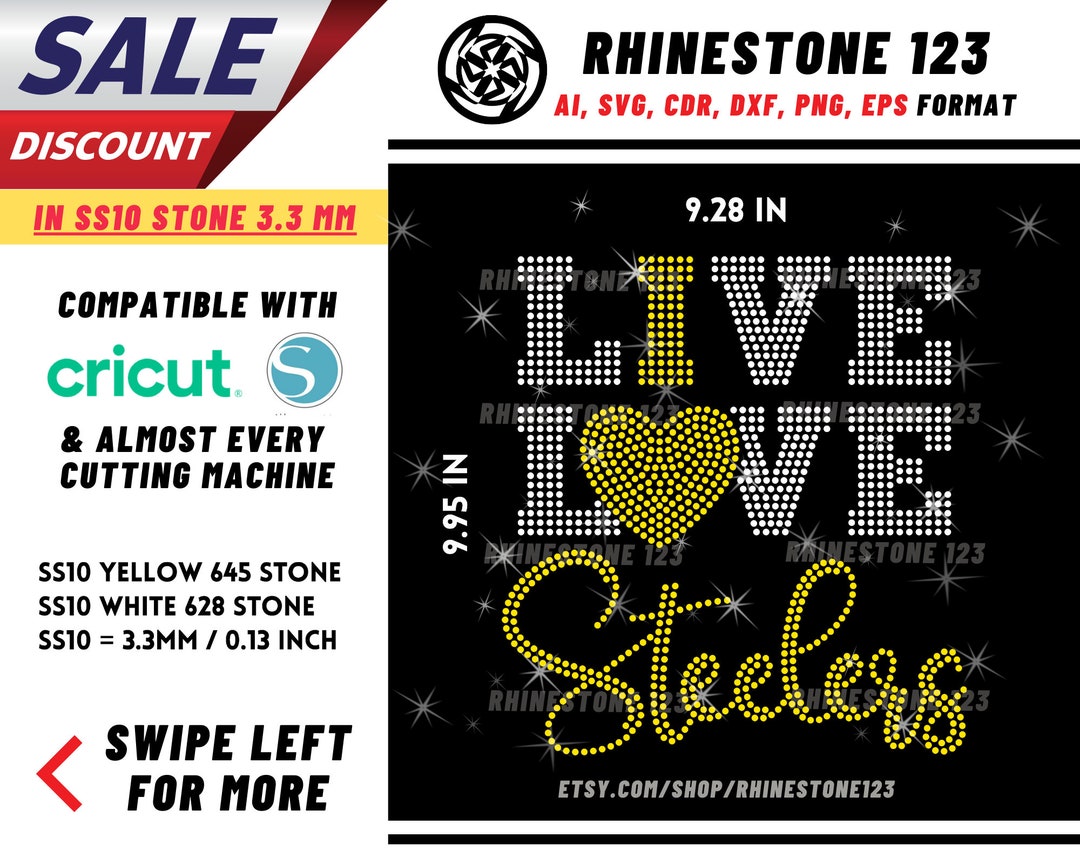 Live Love Steelers Rhinestone Template, Cricut, Silhouette, Rhinestone ...
