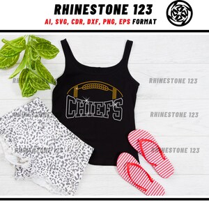 Chiefs Football Rhinestone Template, Cricut, Silhouette, Rhinestone SVG ...