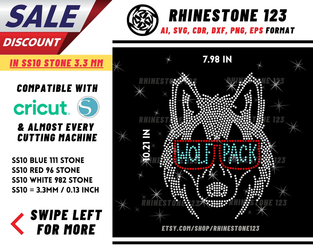 Wolf Pack Rhinestone Template, Cricut, Silhouette, Rhinestone SVG ...