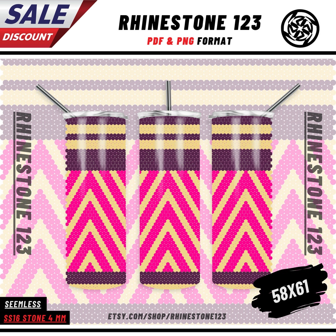 PDF Rhinestone Guide for V Stripes With Straight Lines Pattern on 20oz ...