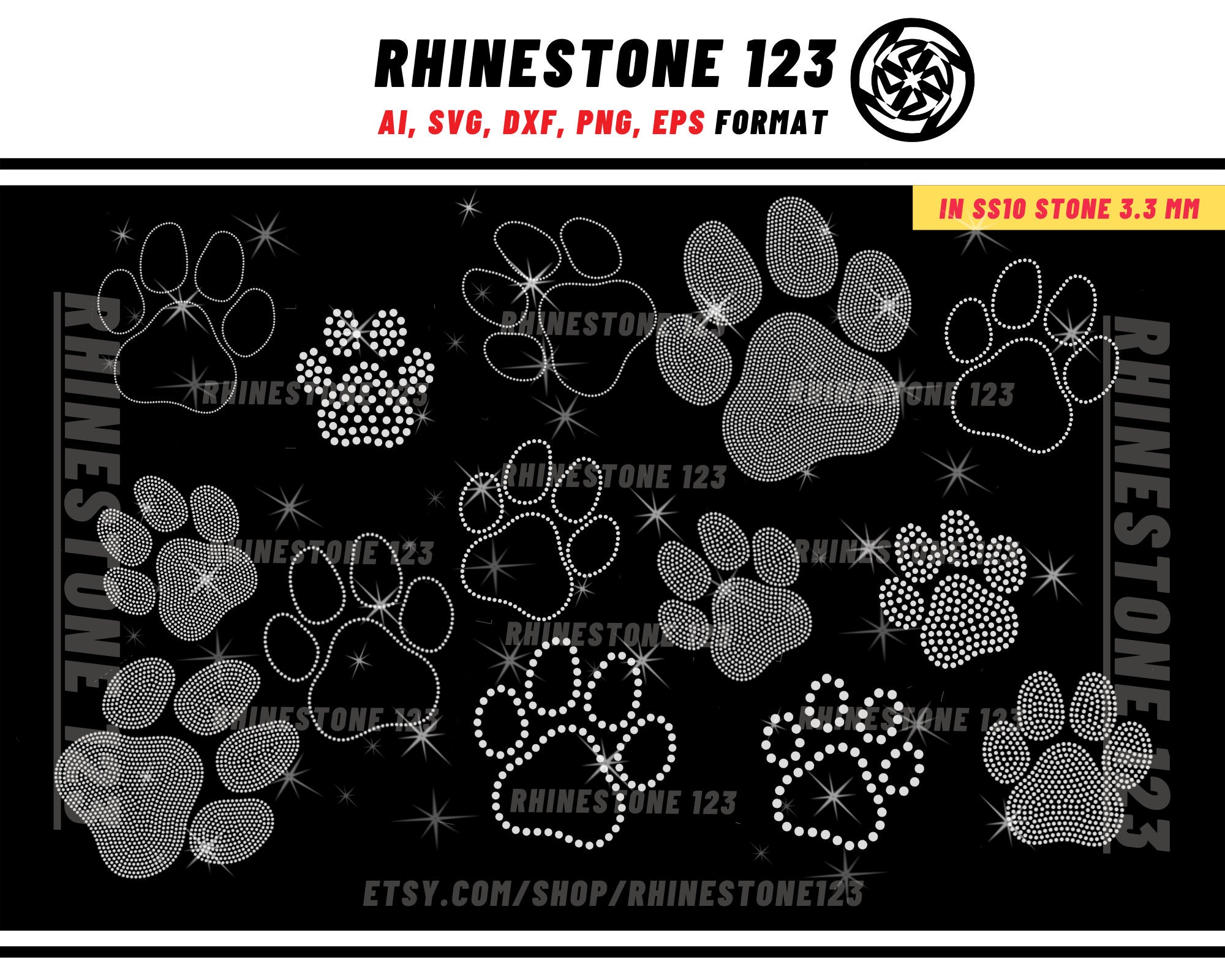 BUNDLE Paw Rhinestone Template for Cricut Rhinestone Template - Etsy