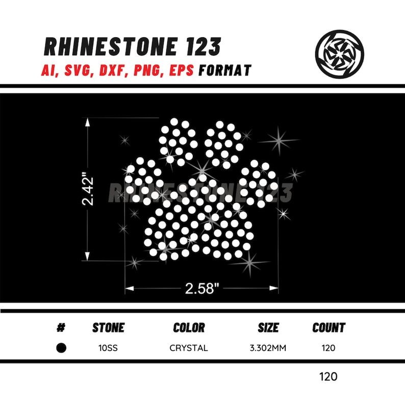 Doggo Paw Rhinestone Template Digital Instant Download File - Etsy