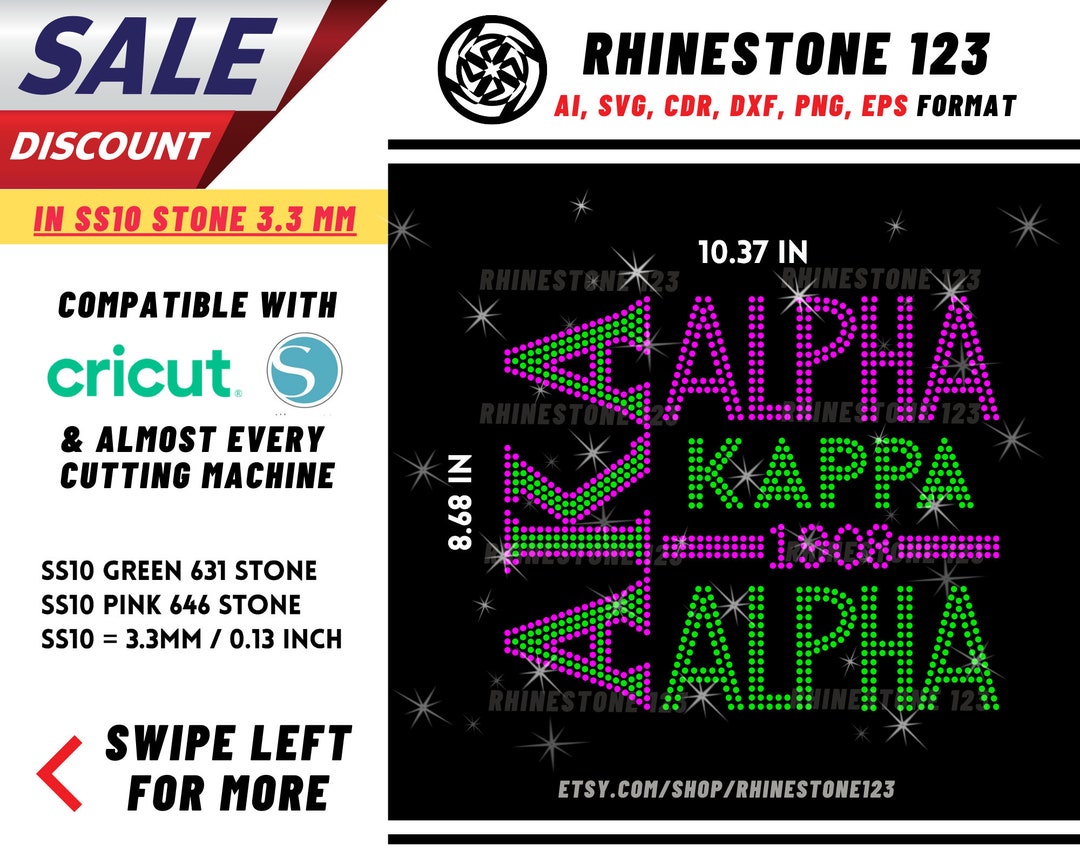Aka 1908 Alpha Rhinestone Template, Rhinestone SVG, Cricut, Silhouette ...