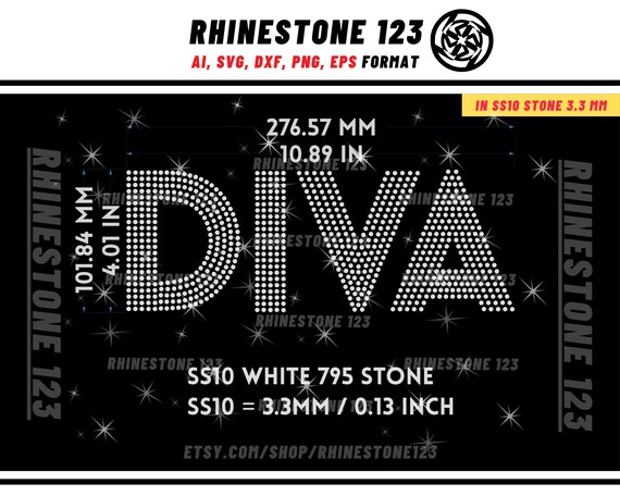 DIVA Rhinestone Template for Cricut Rhinestone Template | Etsy