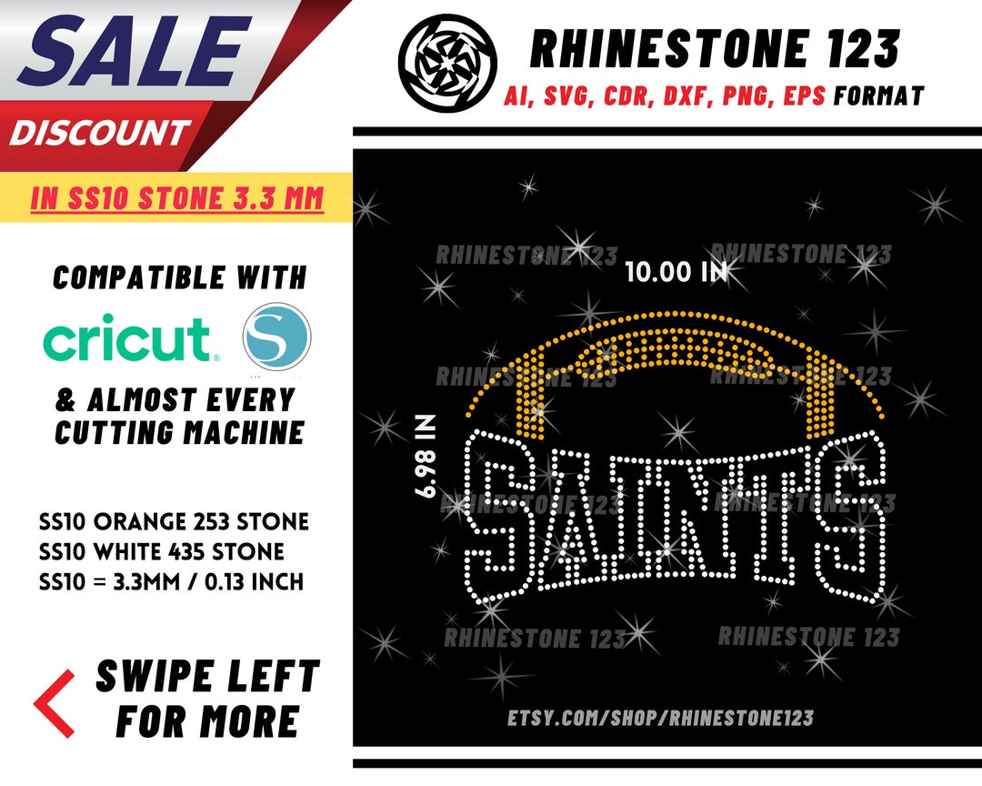 Saints Football Rhinestone Template for Cricut Rhinestone Template ...