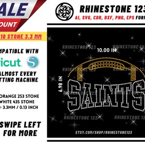 Saints Football Rhinestone Template for Cricut Rhinestone Template ...
