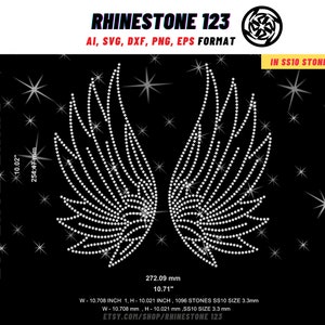 RHINESTONE WINGS Rhinestone Template, Wings Svg, Angel Wings Svg, Angel ...