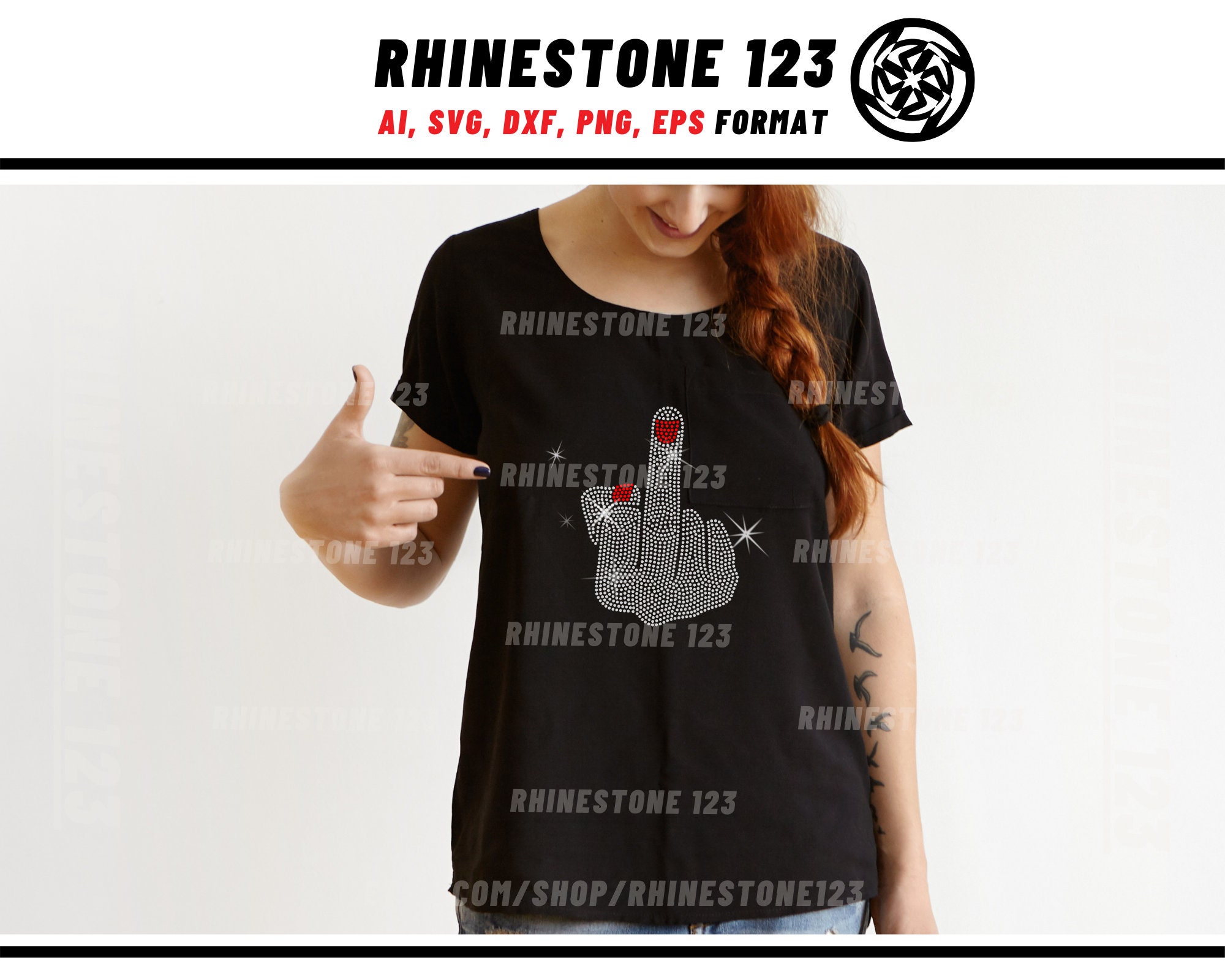 Middle Finger Rhinestone Template for Cricut Rhinestone - Etsy