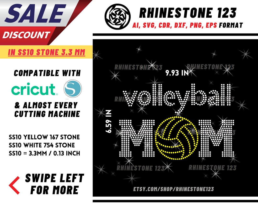 Volleyball Mom Rhinestone Template, Rhinestone File for SS10 ...