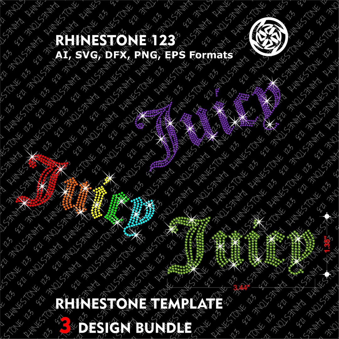 Juicy Couture Rhinestone Template Instant Craft Download Png, Svg, Dxf ...